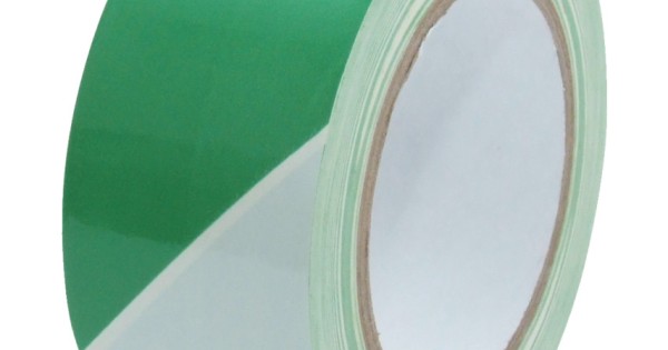 50mm GREEN/WHITE HAZARD MARKING TAPE